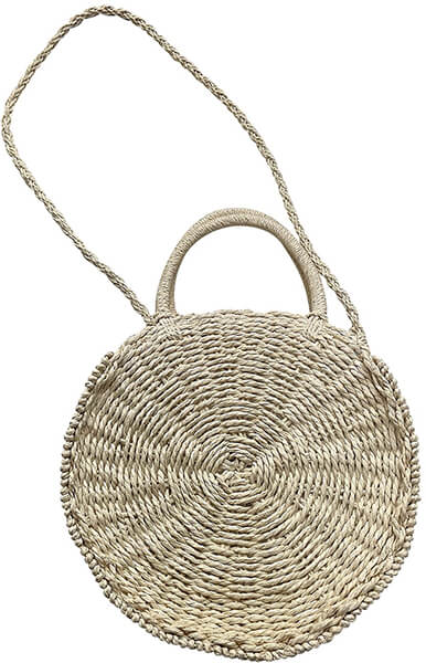 Τσαντα Στρογγυλη Ψαθοχαρτο Λευκη Φ28cm - Accessories παραλιας (TRV.170191)