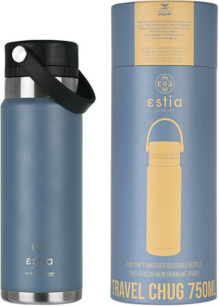 Estia Θερμος Travel Chug Save The Aegean 750ml Denim Blue 01-17873 ...