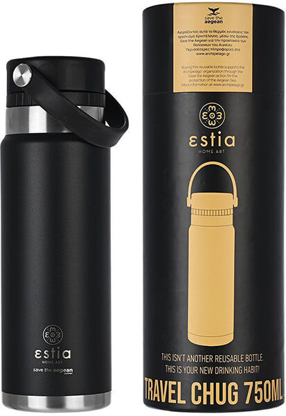 Estia Θερμος Travel Chug Save The Aegean 750ml Midnight Black 01-17903 ...
