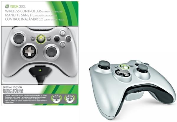 Xbox360 Silver Wireless Controller With Play & Charge Kit - Accessories ...